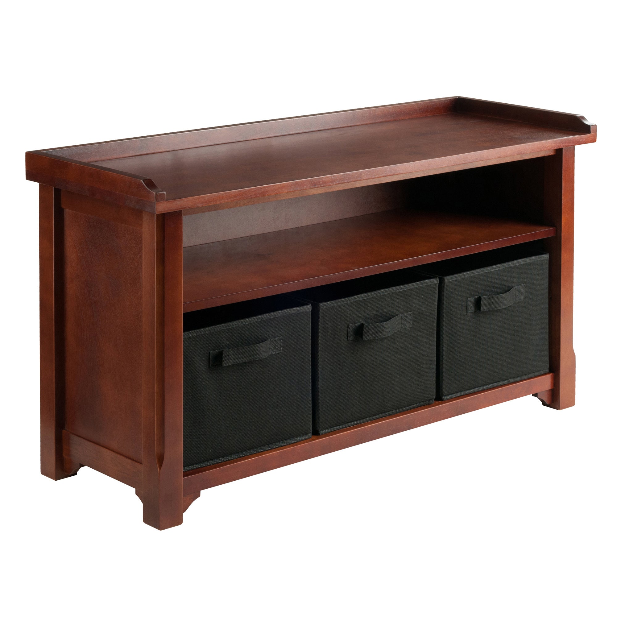 Verona Storage Bench with 3 Fabric Baskets – Organize-It